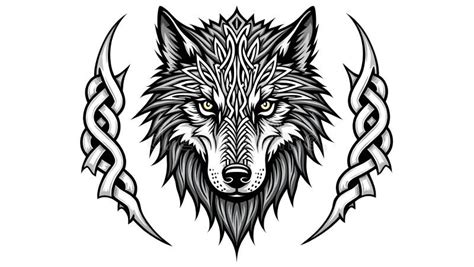 Celtic Style Wolf Tattoo Design Featuring Intricate Knot Patterns And