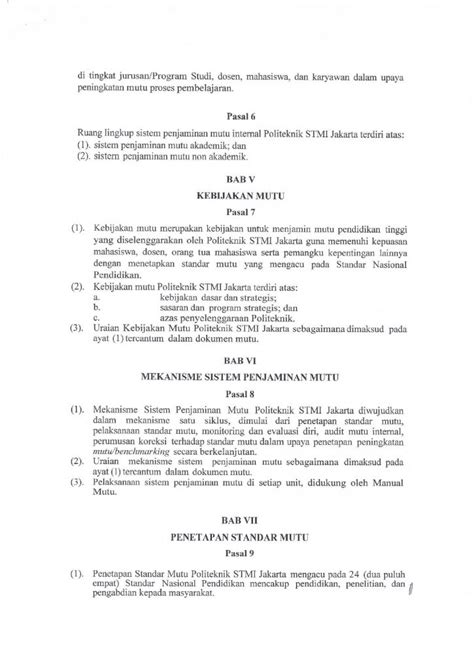 Peraturan Direktur SPMI SPM Politeknik STMI Jakarta