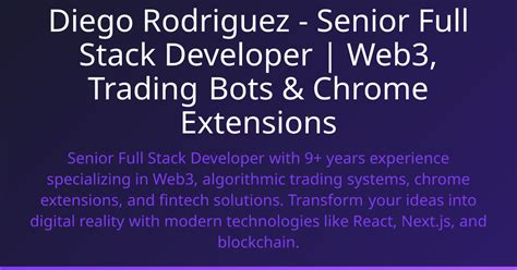 diego rodriguez senior full stack developer web3 trading bots