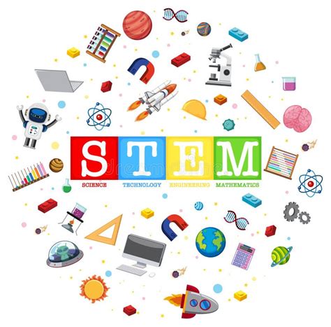 Colourful Stem Education Text Icon Stock Vector Illustration Of