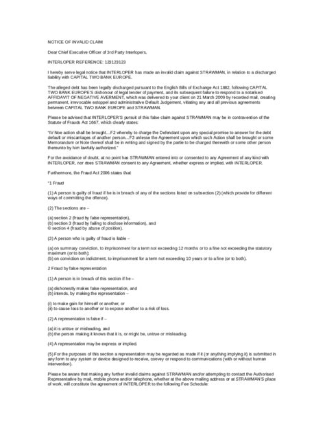 Notice Of Invalid Claim Doc Template Pdffiller