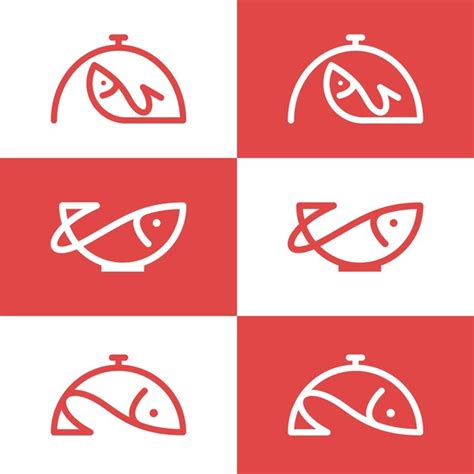 Menu Poisson Logo Design Nourriture Restaurant Symbole Illustration