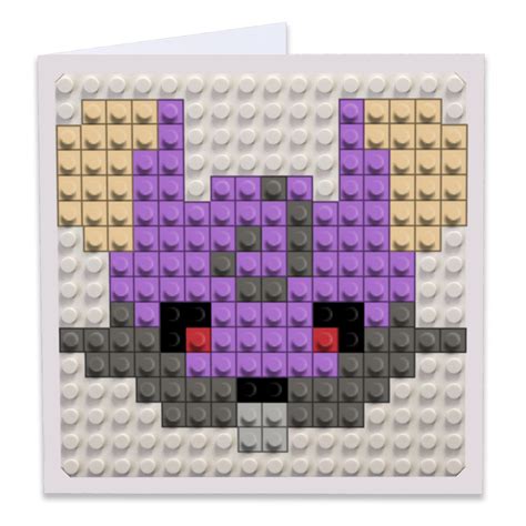Rattata Pixel Art Build On Greeting Card Brik