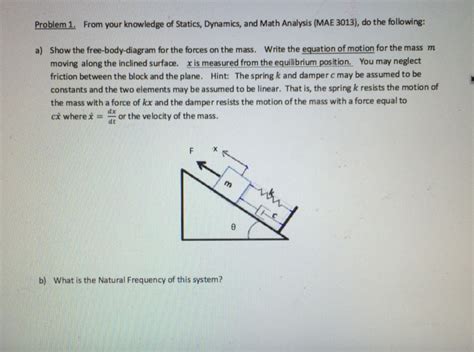 Solved Problem 1 From Your Knowledge Of Statics Dynamics