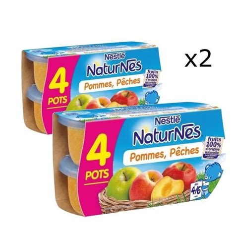 LOT DE 2 NESTLÉ Naturnes Pommes pêches 4x130 g Dès 4 6 mois