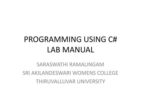 Programming Using C Net Saraswathi Ramalingam Ppt