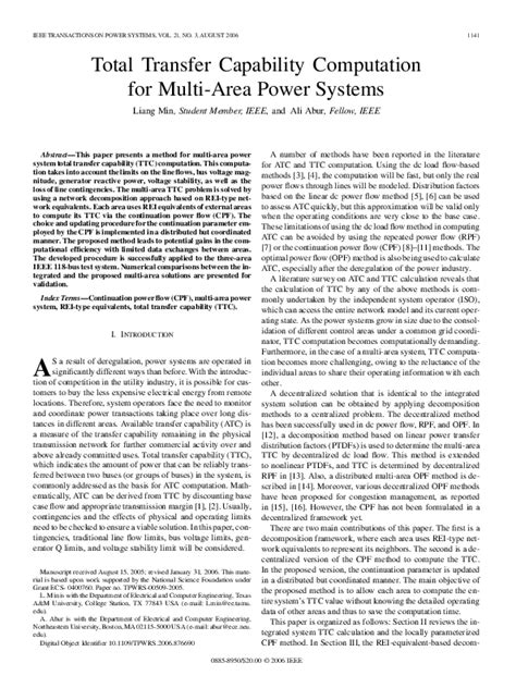 pdf total transfer capability computation for multi area power systems