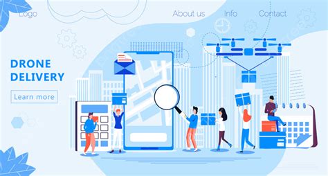 무인 항공기 배달 서비스 개념 벡터 템플릿 Psd 다운로드 디자인 자료 다운로드