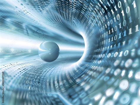 A Digital Background Of Binary Code Spiraling Around An Empty Space Representing The Flow And