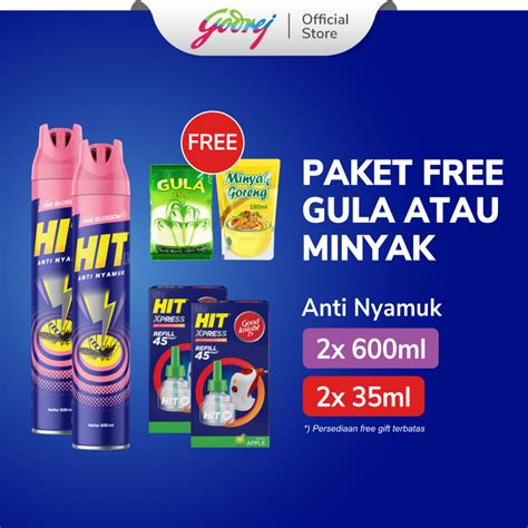 Jual Hit Aerosol Pink Blossom 600ml X2 Hit Gk Apple Refill X2