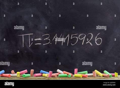 Pi Number Mathematical Constant Chalk Drawing On A School Black Board