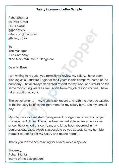 Salary Increment Letter Format Samples How To Write Salary