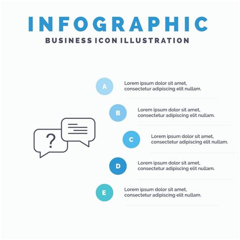 chat bubble popup message line icon with 5 steps presentation