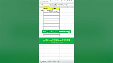 Automatic Serial Number In Ms Excel Advanceexcel Msexcel Dashboard Datacomparison Excel