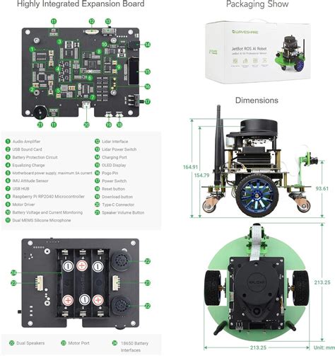 Waveshare Jetbot Professional Version Ros Ai Kit Dual Controllers Ai Robot Lidar Mapping Vision