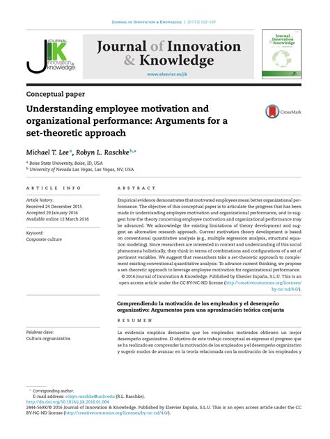 Pdf Understanding Employee Motivation And Organizational Performance