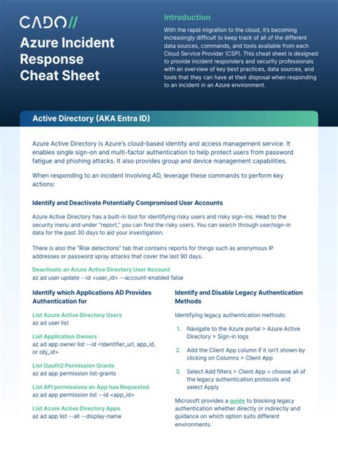 Azure Incident Response Cheat Sheet Pdf Security Computer Security