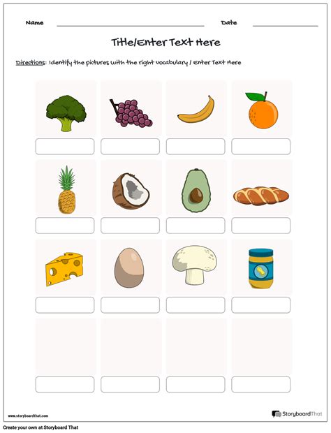 Identification Vocabulary Template Storyboard Por Templates
