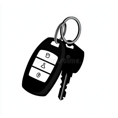 Car Key Silhouette Black And White Illustration Isolated On White