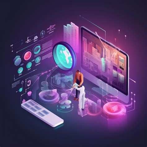 Premium Ai Image Digital Science Shearing Isometric Illustrations