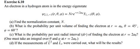 Solved Exercise 6 10 An Electron In A Hydrogen Atom Is In