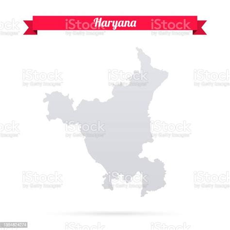 Haryana Map On White Background With Red Banner Stock Illustration