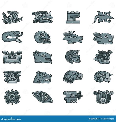 Symbolism Of The Ancient Aztec Civilization Stock Vector Illustration