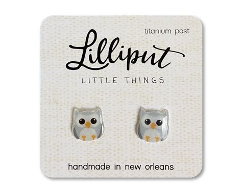 Cute Owl Earrings Gray Owl Earrings Cute Owl Studs Owl Jewelry Etsy