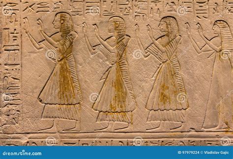Hieroglyphic Carvings In Ancient Egyptian Temple Stock Image