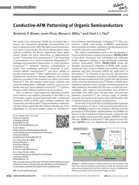 Pdf Conductive‐afm Patterning Of Organic Semiconductors