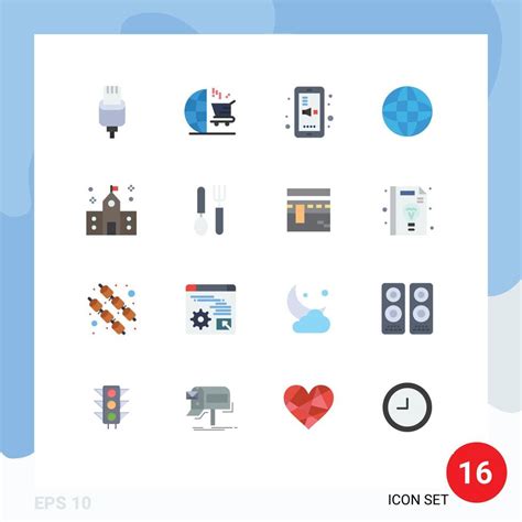 16 User Interface Flat Color Pack Of Modern Signs And Symbols Of