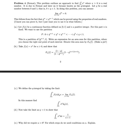 Solved Problem 4 Fermat This Problem Outlines An Approach