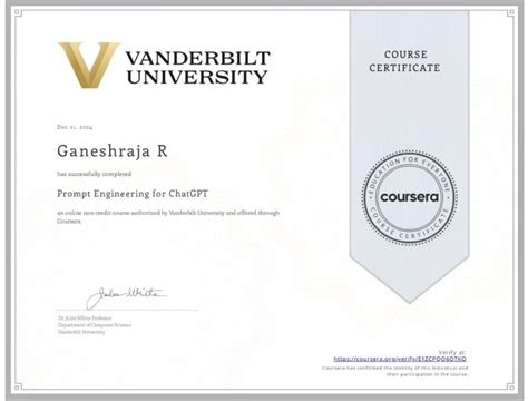 Ai Chatgpt Promptengineering Lifelonglearning Coursera Certification Ganeshraja R