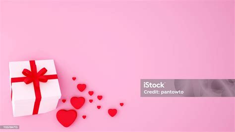 분홍색 배경에 흰색 선물 상자와 레드 심장 3 차원 일러스트 레이 션 개념에 대한 스톡 사진 및 기타 이미지 개념 개념과