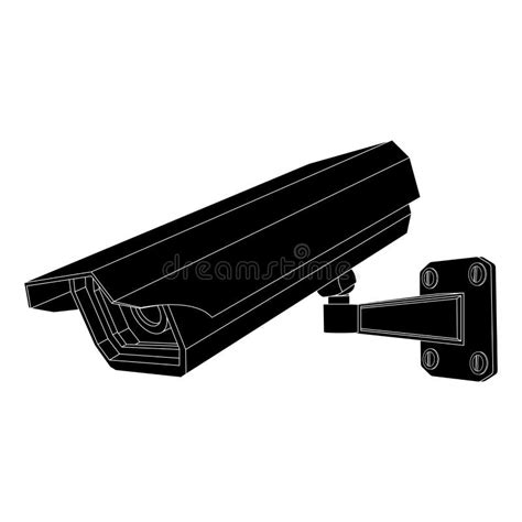 CCTV Camera Black Outline Vector Illustration Isolated On White