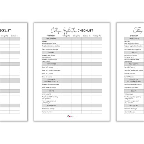 College Application Checklist Homeschool Planner Pages Raffylou