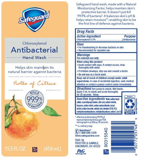 Safeguard Antibacterial Hand Wash Notes Of Citrus Details From The Fda