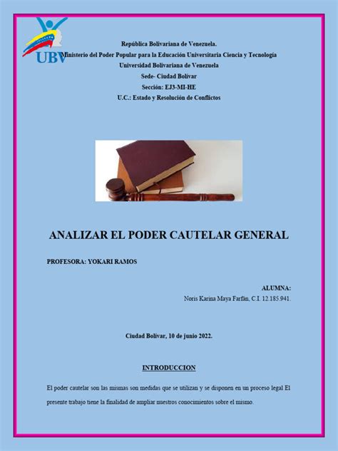 Analizar El Poder Cautelar En Venezuela Pdf Mandato Judicaturas