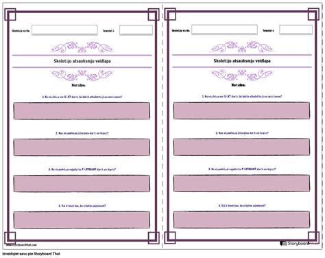 Violeta Krāsa Skolotāju Atsauksmju Veidlapa Storyboard