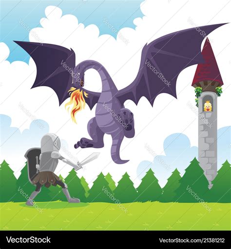 Knight Fighting Dragon Royalty Free Vector Image