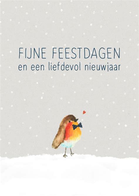 Kerstkaart Met Een Feestelijk Roodborstje En Sneeuw Kerst Kaarten