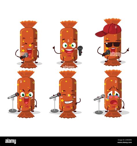 A Cute Cartoon Design Concept Of Orange Long Candy Package Singing A