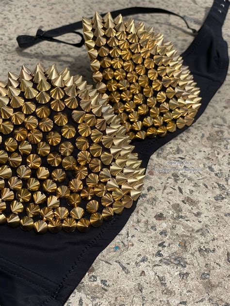 Bra Spikes Sexy Bra Gold Spikes Rave Disco Bra Bra Edc Etsy