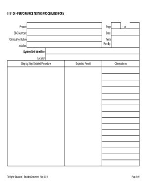 Fillable Online 01 91 26 Performance Testing Procedures Form Fax