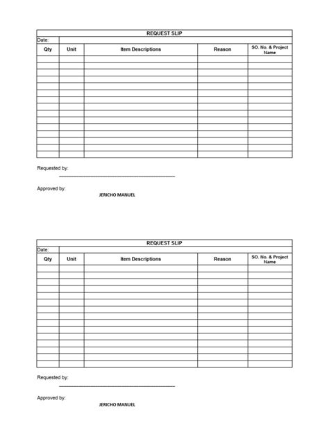 Request Slip Form Pdf