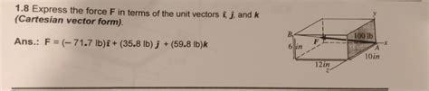 Solved Express The Force F In Terms Of The Unit Vectors I J Chegg Com