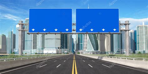 Se Ales De Tr Fico En Blanco En Una Carretera Al Centro De La Ciudad Con Rascacielos Ilustraci