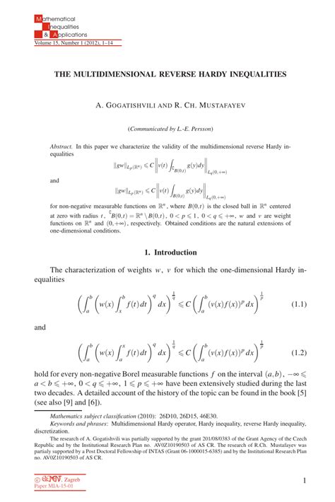 Pdf The Multidimensional Reverse Hardy Inequalities