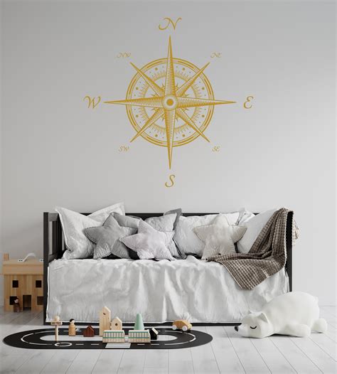 Compass Wall Decal Nautical Compass Rose Navigate Vinyl Etsy
