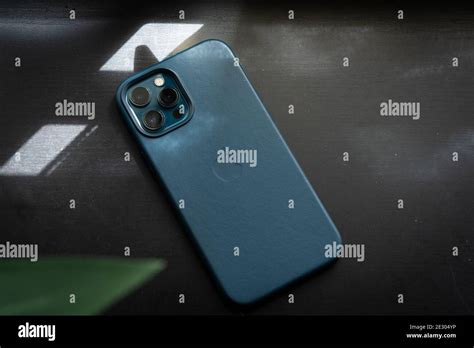 The New Iphone Pro Max Pacific Blue Colour Stock Photo Alamy